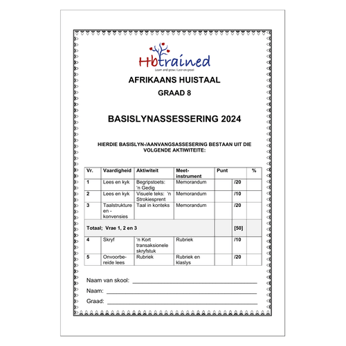 Afrikaans Huistaal Gr. 8 Basislynassesering 2024 Kwartaal 1 – HB Trained